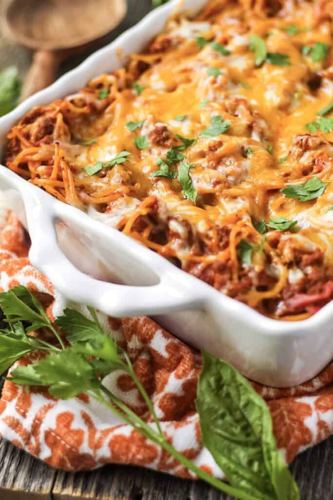 Easy Southern Baked Spaghetti - Pink Owl Kitchen