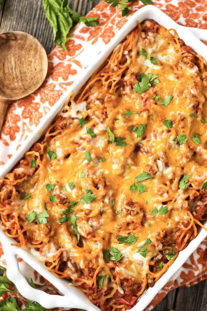 Easy Southern Baked Spaghetti - Pink Owl Kitchen
