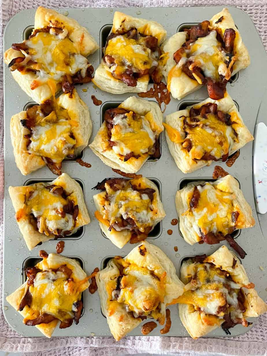 Sweet & Spicy BBQ Chicken Puff Pastry Cups - Pink Owl Kitchen