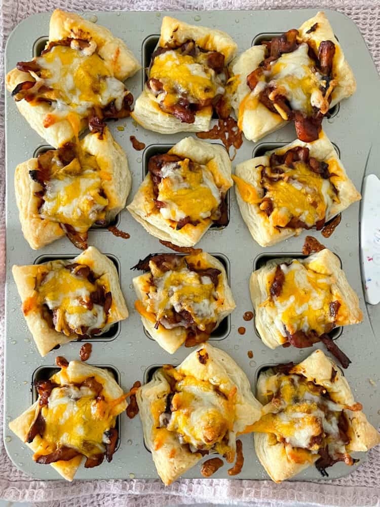 Sweet & Spicy BBQ Chicken Puff Pastry Cups - Pink Owl Kitchen