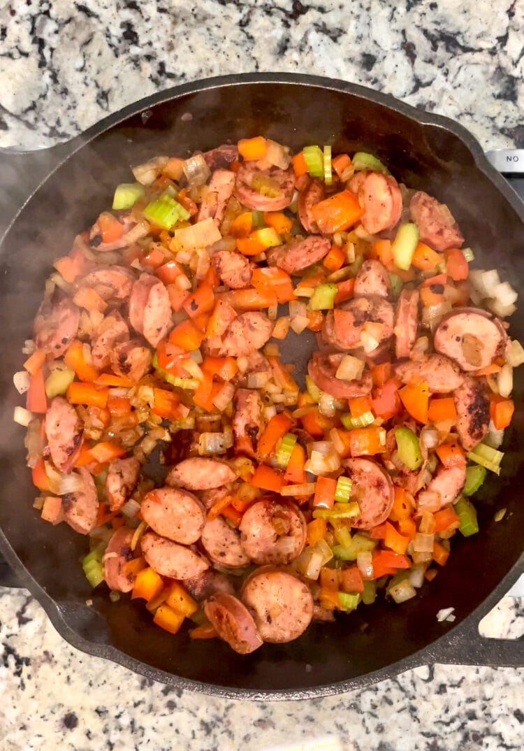 Cajun Dirty Rice with Smoked Sausage - Pink Owl Kitchen