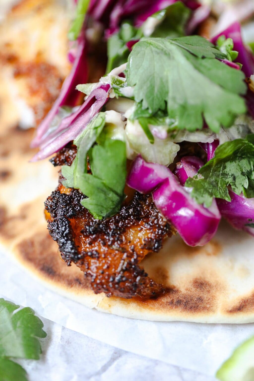Blackened Redfish Tacos with Cilantro Lime Slaw - Pink Owl Kitchen