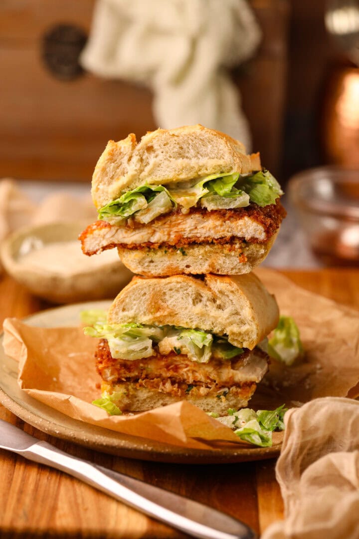 Spicy Chicken Caesar Sandwich - Pink Owl Kitchen